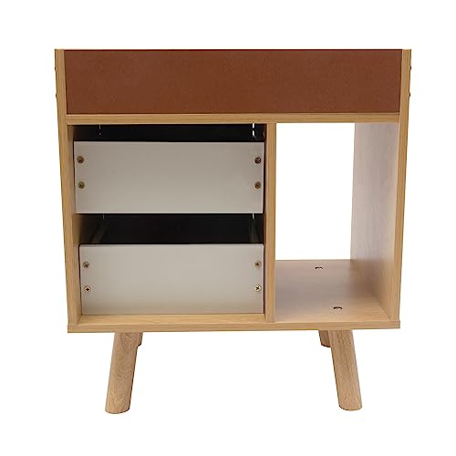 WaShaRoom Nightstand, 2 Drawer Dresser for Bedroom Maple Color Bedside Table with Drawer, Bedside Table End Tables Living Room, File Cabinet Storage with Sliding Drawers and Shelf for Home Office