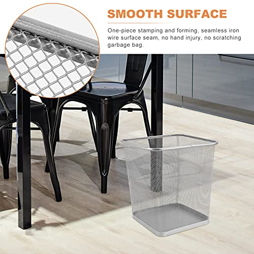 Zerodeko Metal Garbage Waste Basket Wire Mesh Waste Basket Recycling Bin Small Waste Basket Trash Can for Near Desk Recycling Garbage Container Bin for Office Home Bedroom Waste Paper Basket Silver