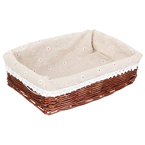 Zerodeko Storage Woven Basket Wicker Baskets Storage Baskets for Shelves Rectangular Wicker Basket Bathroom Baskets for Woven Rattan Storage Tray Garbage can Cotton Linen Toilet Paper