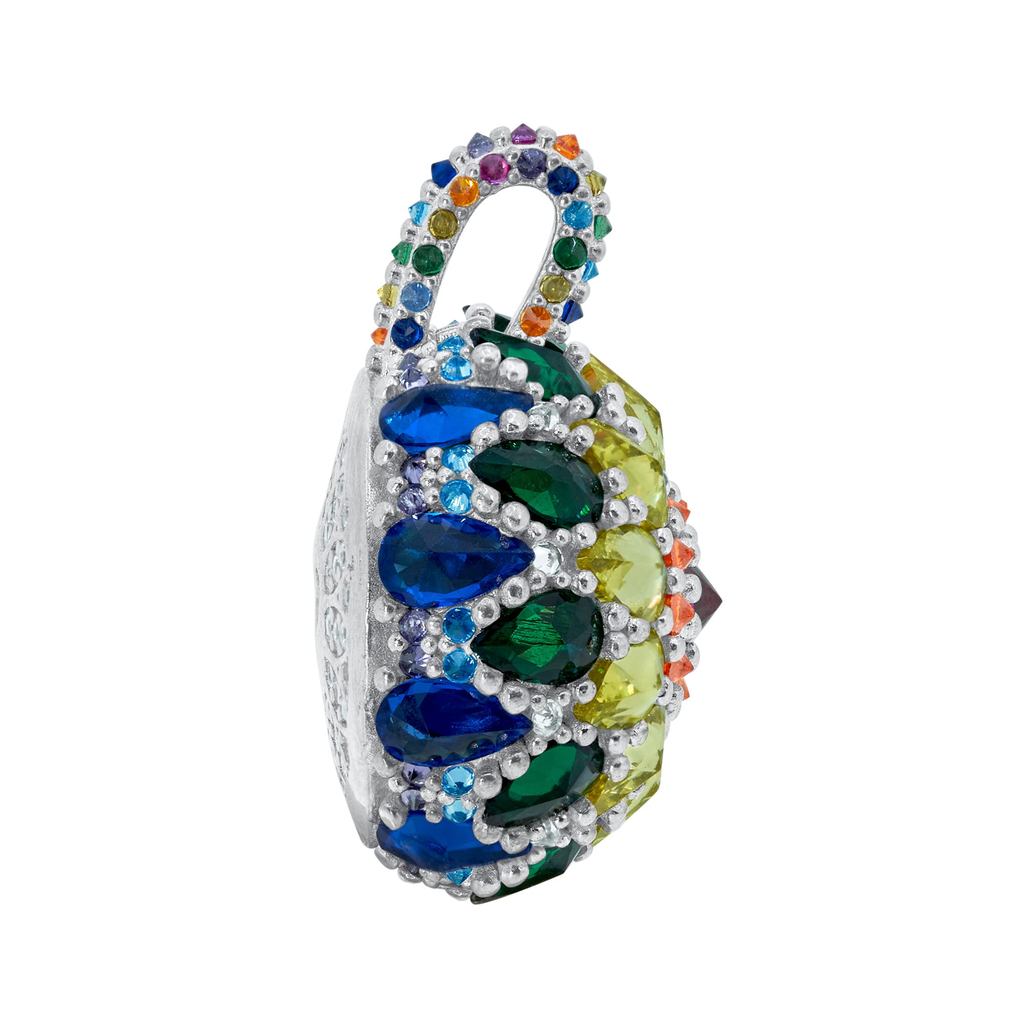 Pharaoun Chakra Mandala Bonbon Cocktail Pendant Charm in Sterling Silver