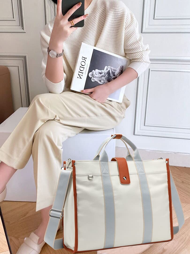 Laptop Bag for Women 15.6 Inch Lightweight Canvas Tote Bags Teacher Work Bag for School Travel