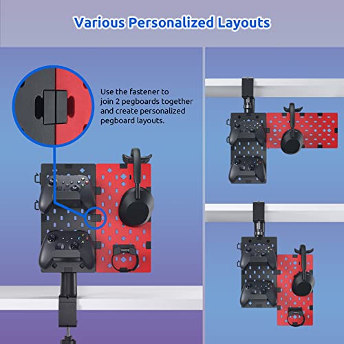 PUTORSEN Headphone and Controller Stand for Desk, 4 in 1 Rotatable Game Controller Holder & Headset Stand with Cable Hooks, Clamped above/under Desk for Xbox PS5 PS4 Nintendo Switch Controller