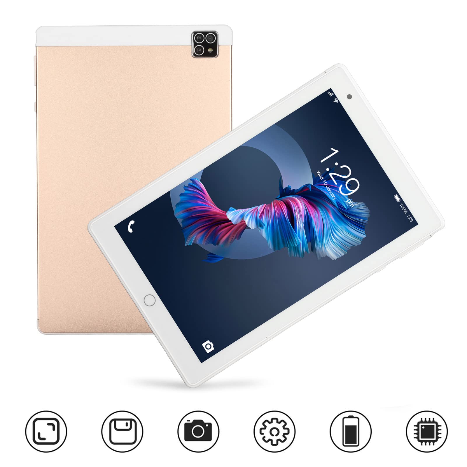 Naroote HD Tablet, Dual SIM Dual Standby Octa Core CPU 4GB RAM 64GB ROM 100‑240V 8 Inch Tablet 1920x1200 for Travel (US Plug)