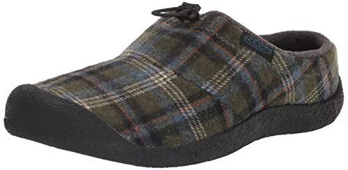 KEEN Men's Howser 3 Slide Comfy Durable Slippers, Green Plaid/Black, 11.5