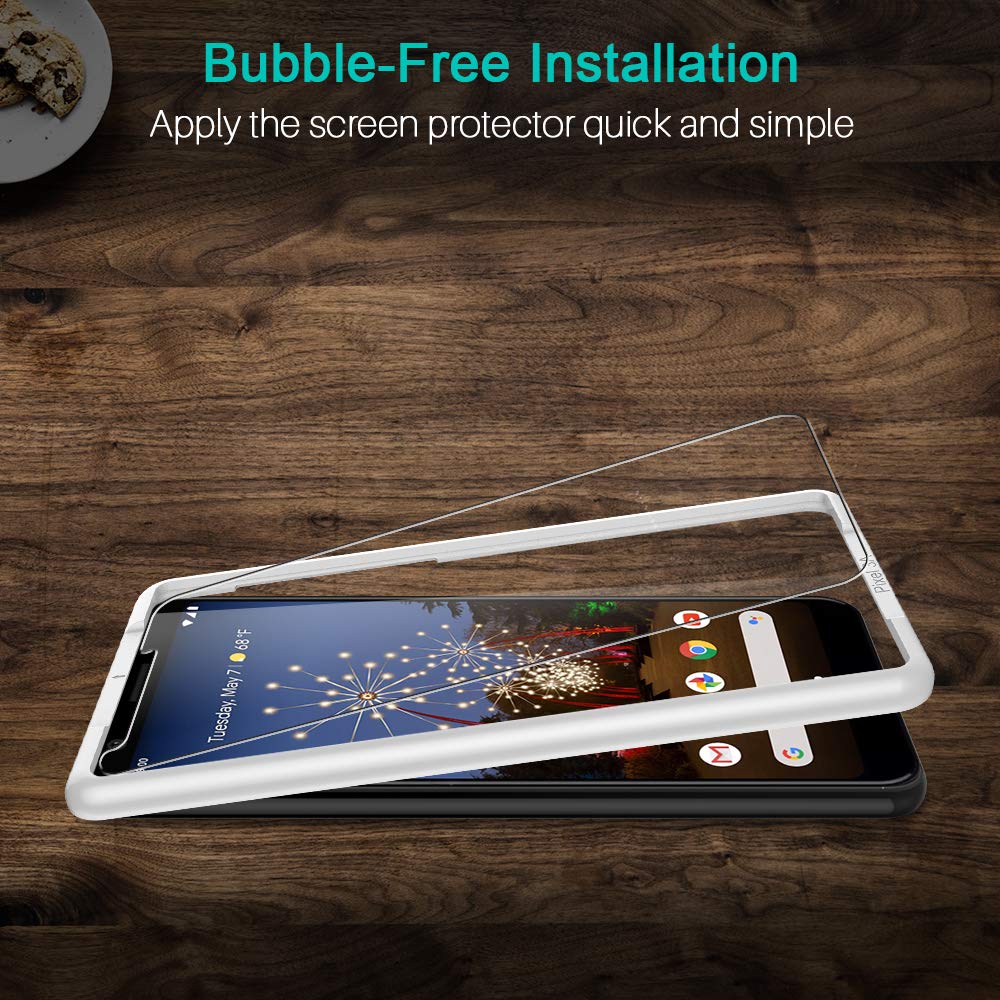 LK 3 Pack Screen Protector Compatible for Google Pixel 3a [Not Fit for Google Pixel 3a XL], HD Transparent, Easy Frame Installation, Tempered Glass, Bubble Free, Anti-Scratch