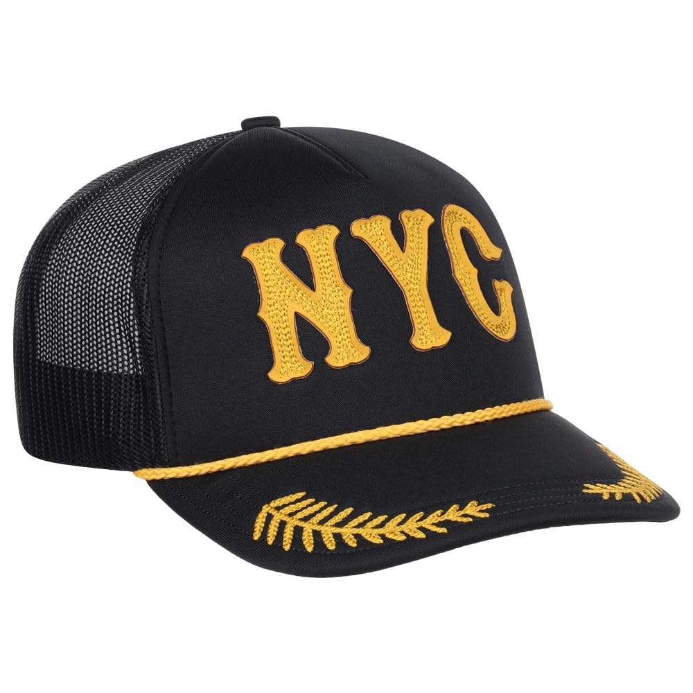 Local Crowns Indiana Leather State Patch Curved Trucker Flag Adjustable Black and White Snapback Cap