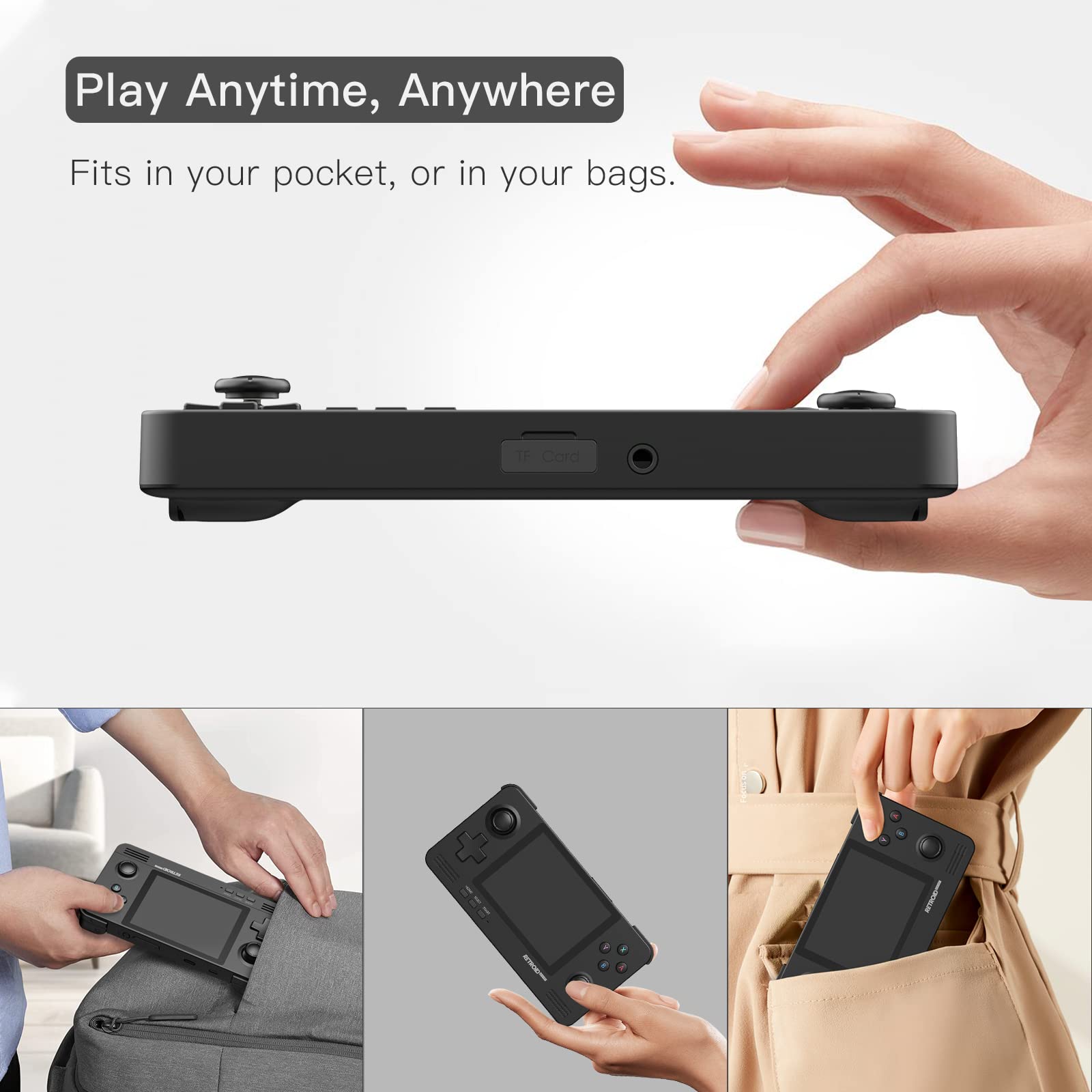 Retroid Pocket 2 Plus Retro Game Handheld Console, Retroid Pocket 2+ Android Retro Game Console Multiple Emulators Console Handheld 3.5 Inch Display 4000mAh Battery Classic Games Retro Gaming (Black)