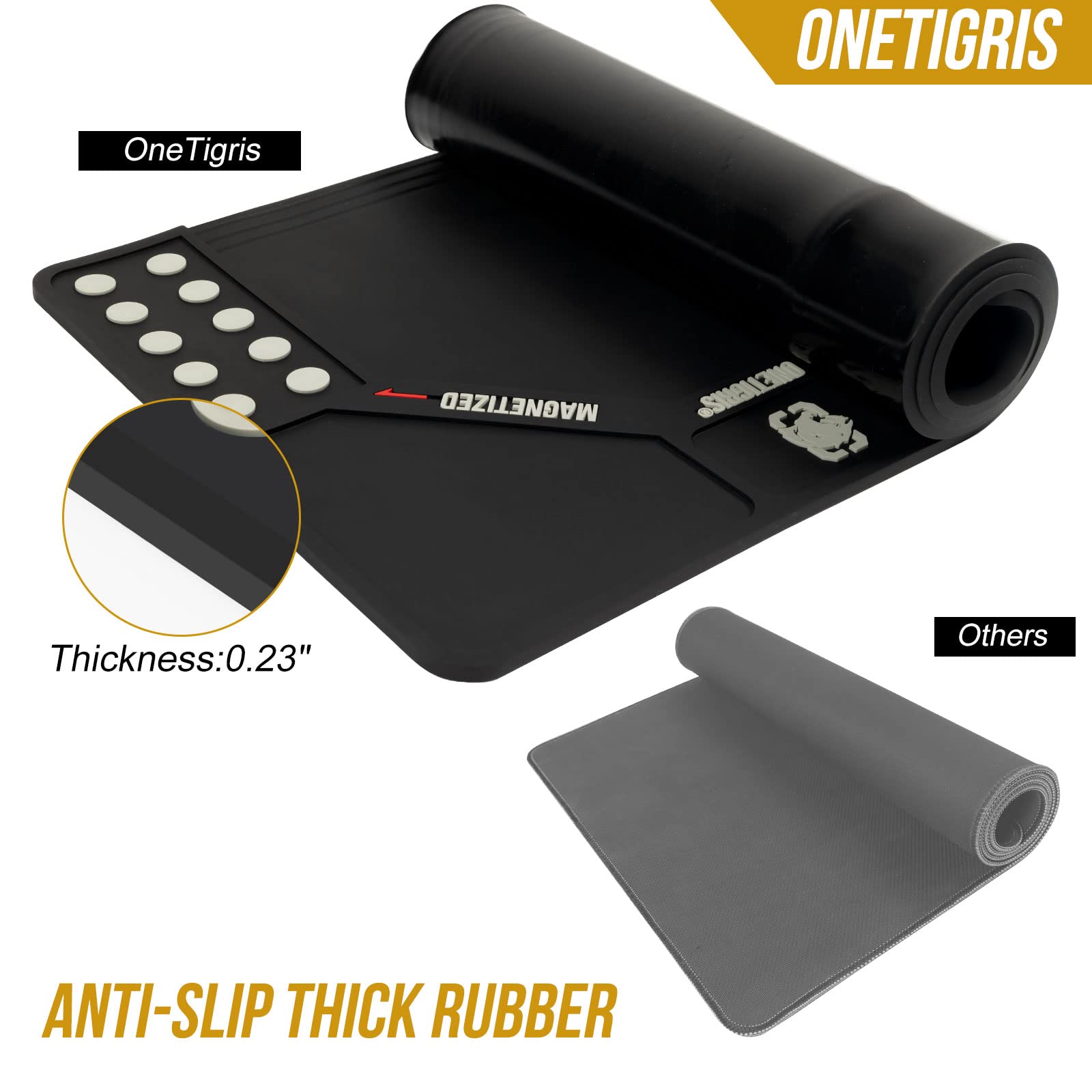 OneTigris Cleaning Mat, Anti-Slip Rubber Mat, Magnetic Maintenance Mat 35.82" x12"