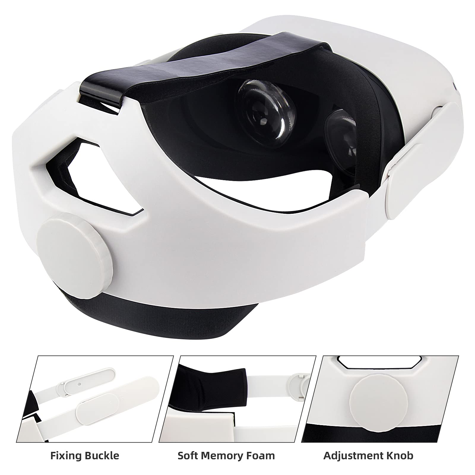 OOAVR VR Head Strap and VR Face Pad for Meta/Oculus Quest 2,Comfortably and Adjustable Elite Headstrap for Different Headform,Stable and Better Balance
