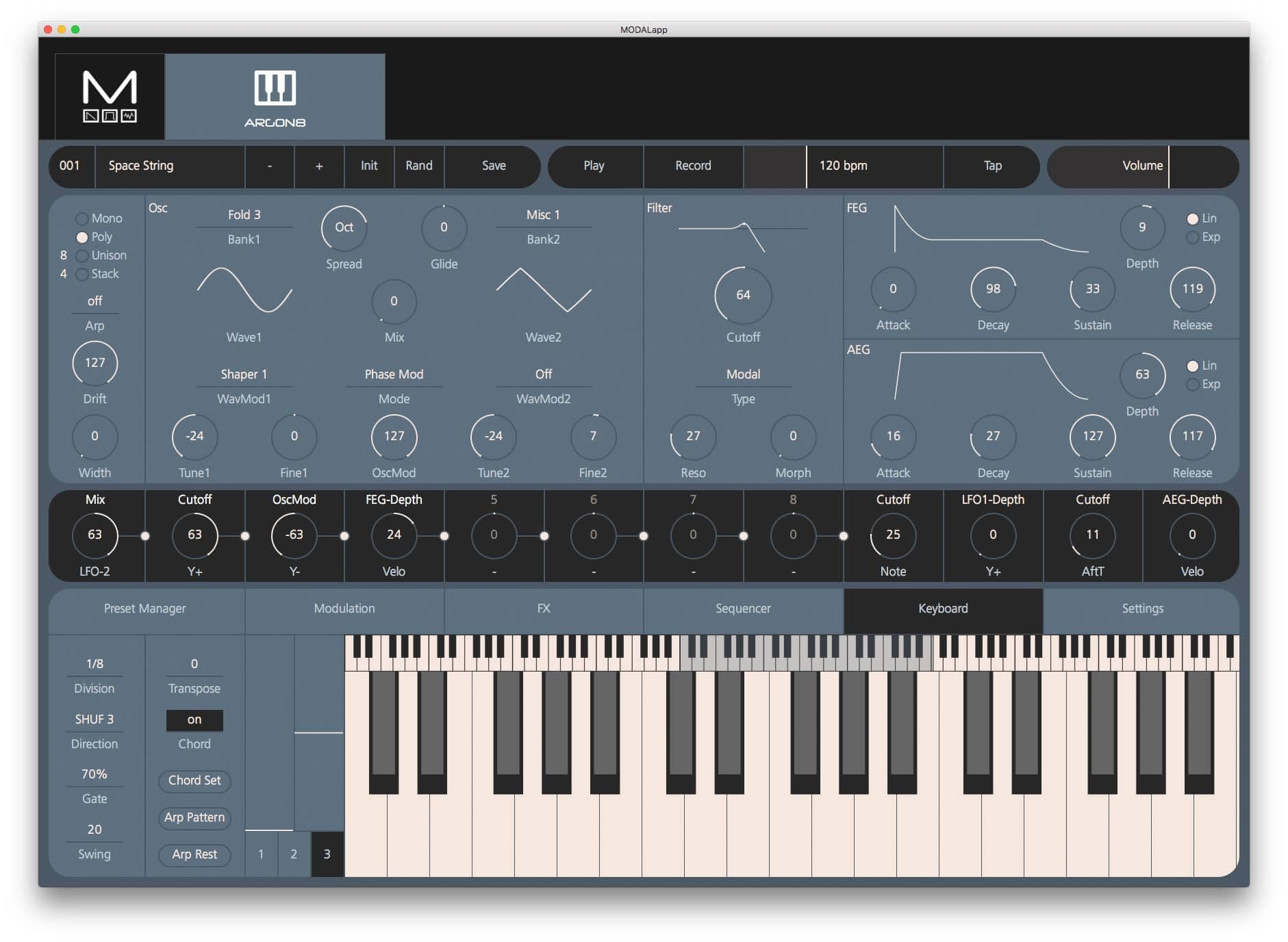 Modal Electronics ARGON8 8-voice Wavetable Synthesiser with 37 Keys