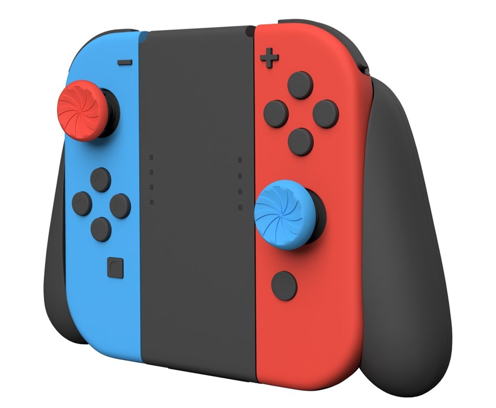 KontrolFreek Turbo Thumb Grips for Nintendo Switch Joy-Con | Performance Thumbsticks | 2 High-Rise Concave | Red/Blue
