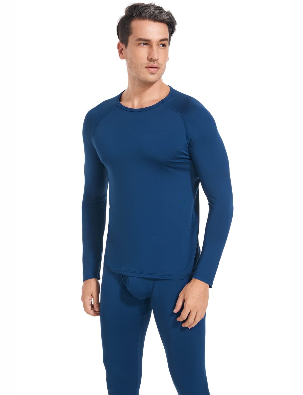 Przewalski Thermal Underwear Set for Men, Winter Long Johns Warm Up Base Layer Top and Bottom Pajama Suits Cold Weather Blue