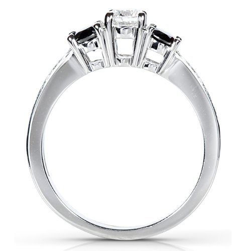 Kobelli Black and White Diamond Engagement Ring 3/5 Carat (ctw) in 14k White Gold, Size 9
