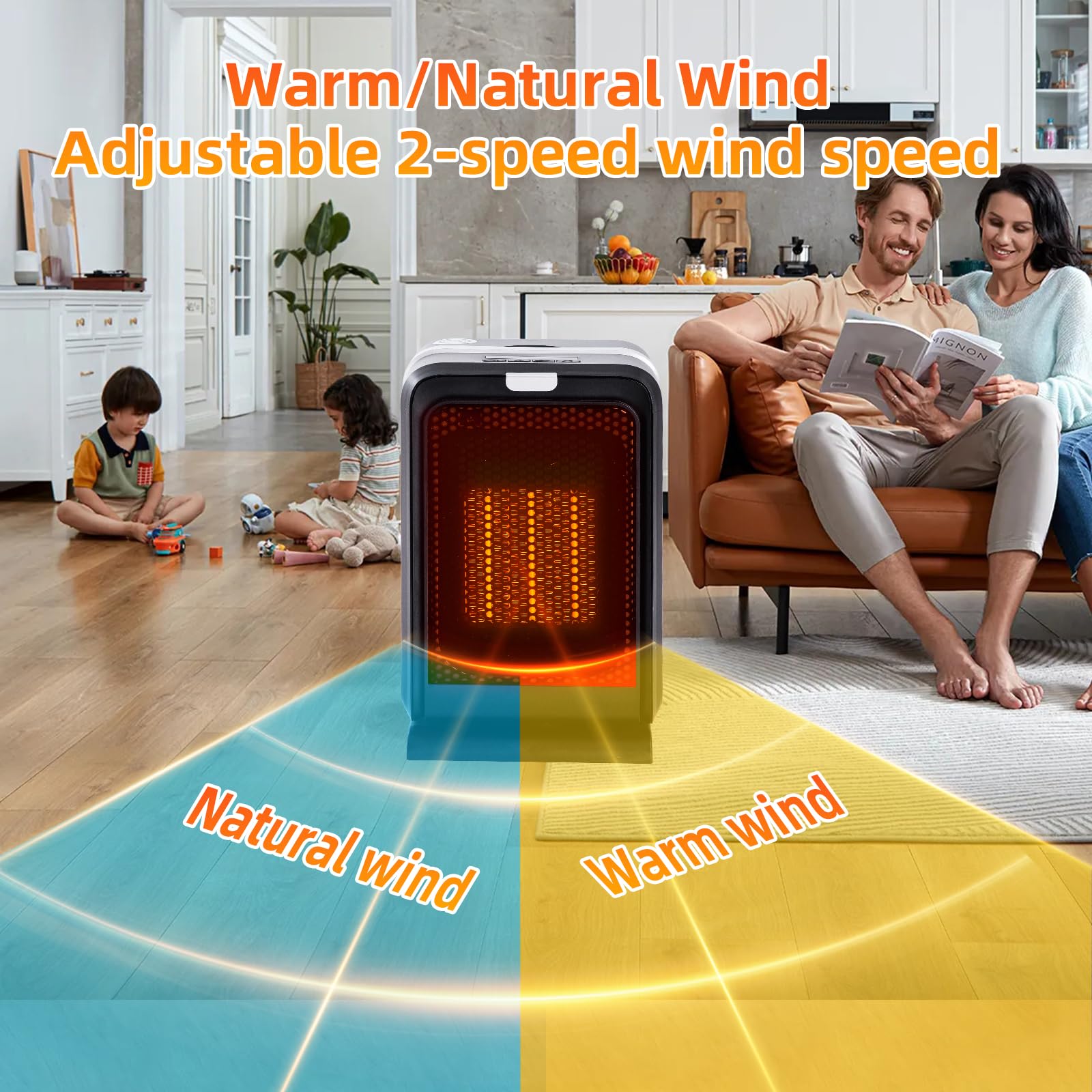ZTAB Space Heater Indoor use, 1000W PTC Ceramic Electric Heater indoor with Remote, 90°Oscillating, Fast Safety Heater, Portable Desk Heater for Bedroom, Office, Home, Black