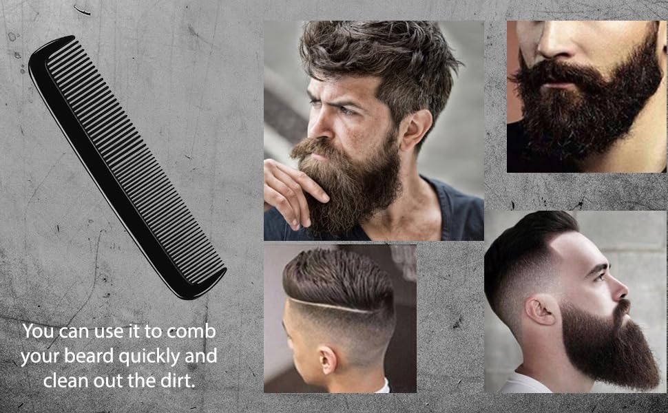 LUXXII (6 Pack) 5" Pocket Hair Comb Beard & Mustache Combs for Men's Hair Beard Mustache and Sideburns