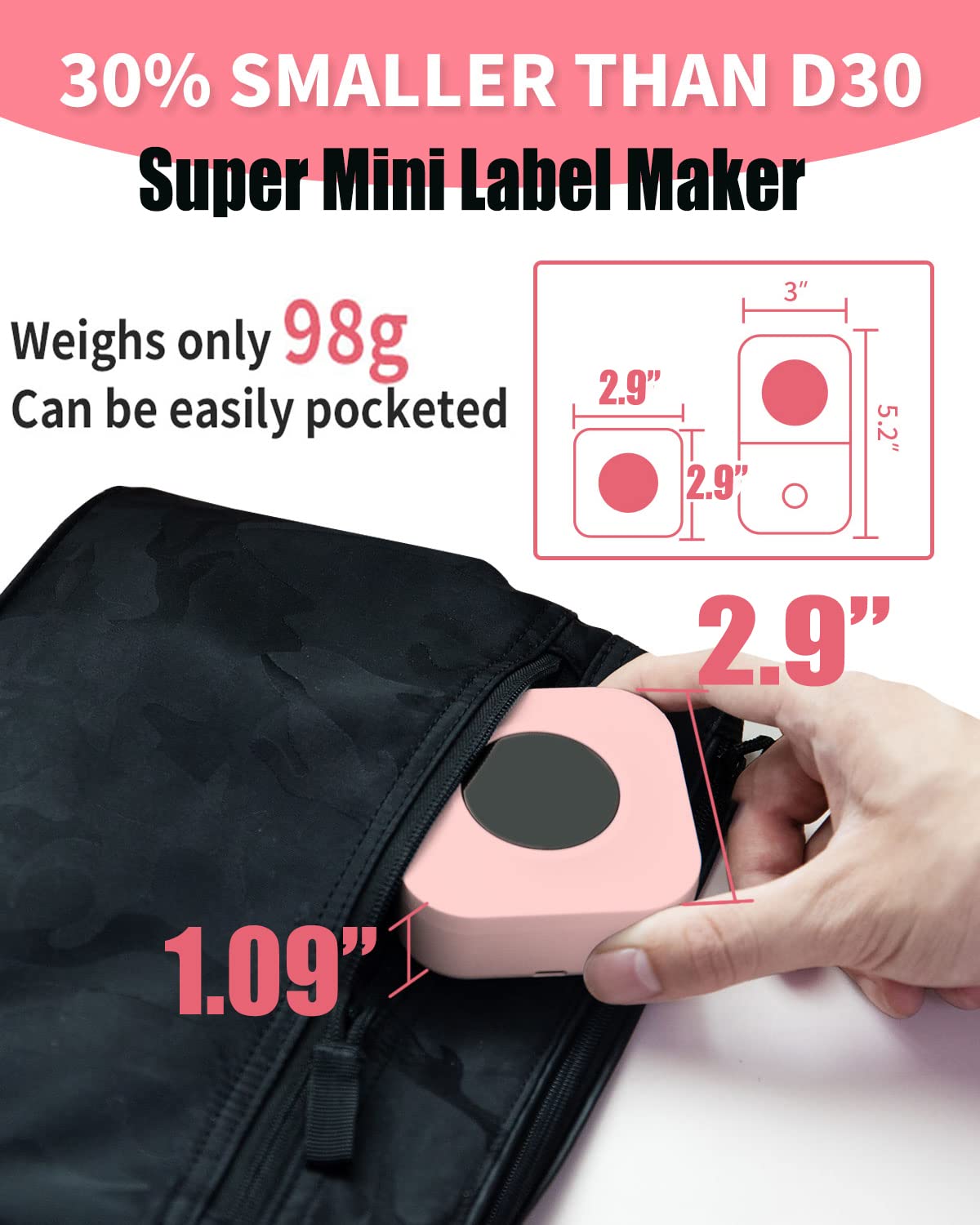Label Maker Machine with Tape, Bluetooth Thermal Mini Label Printer, Q30S Label Makers for Jars,Small Portable Sticker Maker for Office Supplies, Organizing Storage,Barcode, Mailing, Home