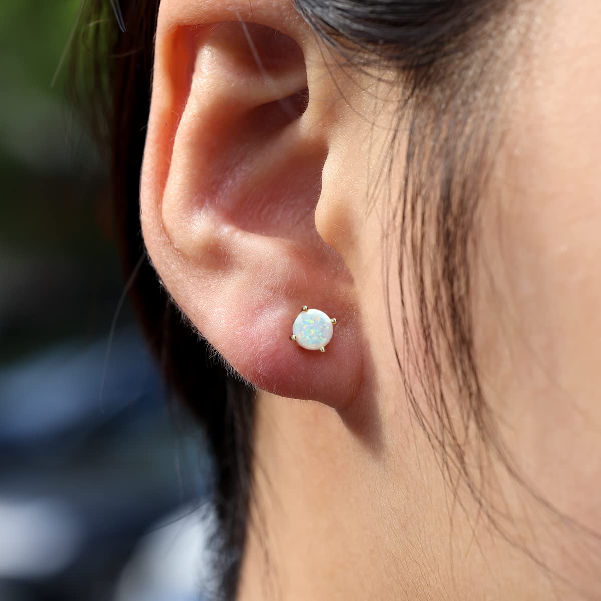 Opal Stud Earrings for Women Hypoallergenic 925 Sterling Silver Post Stud Earrings Sets for Multiple Piercing Jewelry Gift