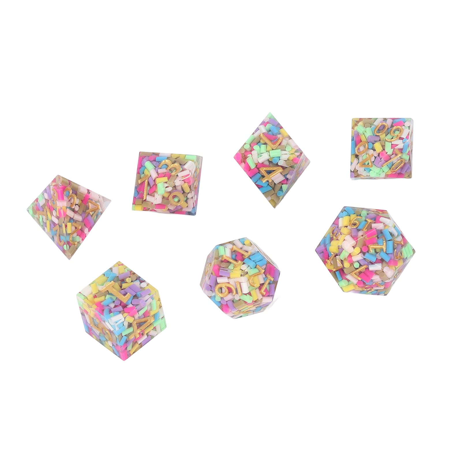 Resin Polyhedral Dice, Clear Number Resin Dice Set Long Lasting 7pcs for Role Playing Games