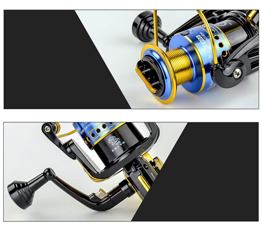 LLJPYX7L Brine Reel with 11 Bearings, Large-Capacity Rotating Fishing Reel, 5.5:1 Gear Ratio, Left/Right Rocker arm Interchangeable (Color : 7000)