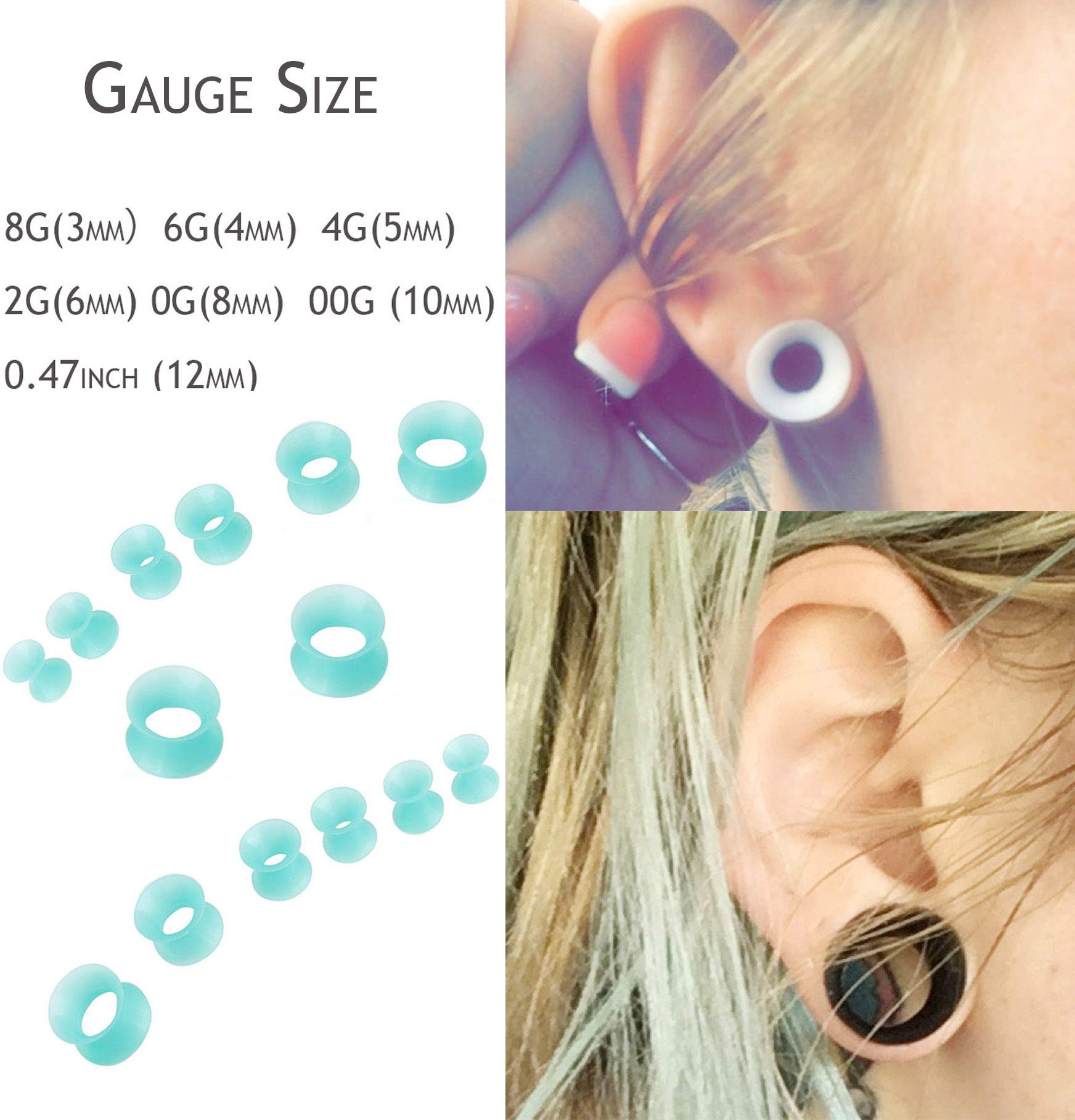 LOYALLOOK Ear Stretching Kit 54PCS Acrylic Tapers and Plugs Spiral Tapers Tunnels 14G-00G Ear Stretching Starter Glow