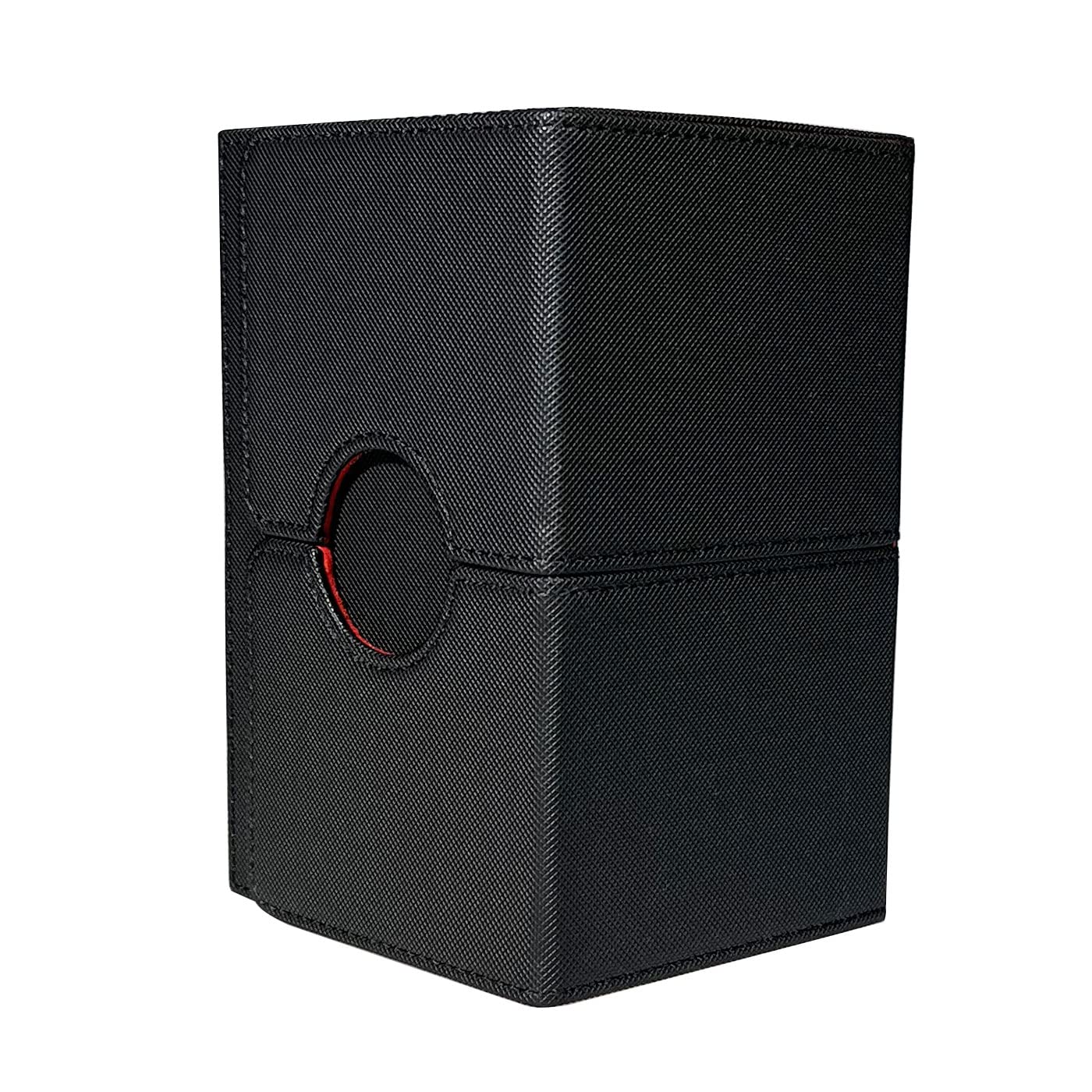 Scimi Large Premium Double Deck Case Box for 200+ Sleeved Cards Case Large Twin Flip Deck Case with Dice Tray Fits MTG/TCG/CCG (Black & Red