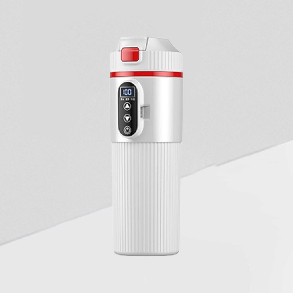 ＫＬＫＣＭＳ Car Heating Cup Car Electric Kettle Easily Washing Hot Water 450ml Travel Mug Electric Heated Travel Mug for Milk Heated, White