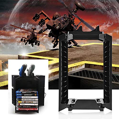 Okuyonic Cooling Fan Stand, Cooling Fan Game Disk Rack Easy Installation Console Stand Useful with Vertical Stand for Slim PRO for Console