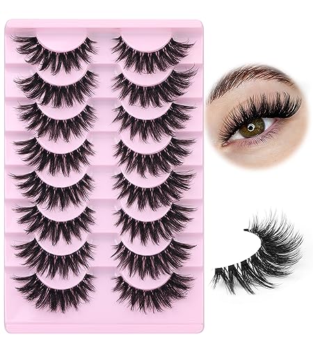 Lvmixwig Lashes Natural Look Eyelash Extension with Clear Band Fluffy Cat Eye 16mm Fake Eyelashes Wispy 6D Multi-layer Faux Mink Fake Lashes Extension