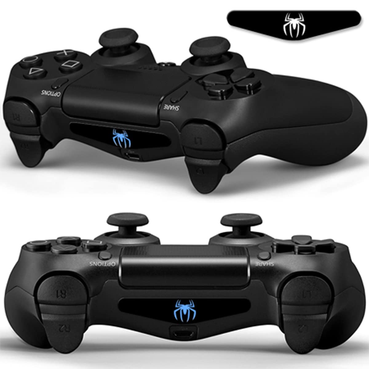 PS4 Slim Skin Sticker for Console and 2 Dual Shock Controllers Full Wrap Vinyl Decal Protective Cover Faceplate for Spider Compatible with PS4 Slim, Black