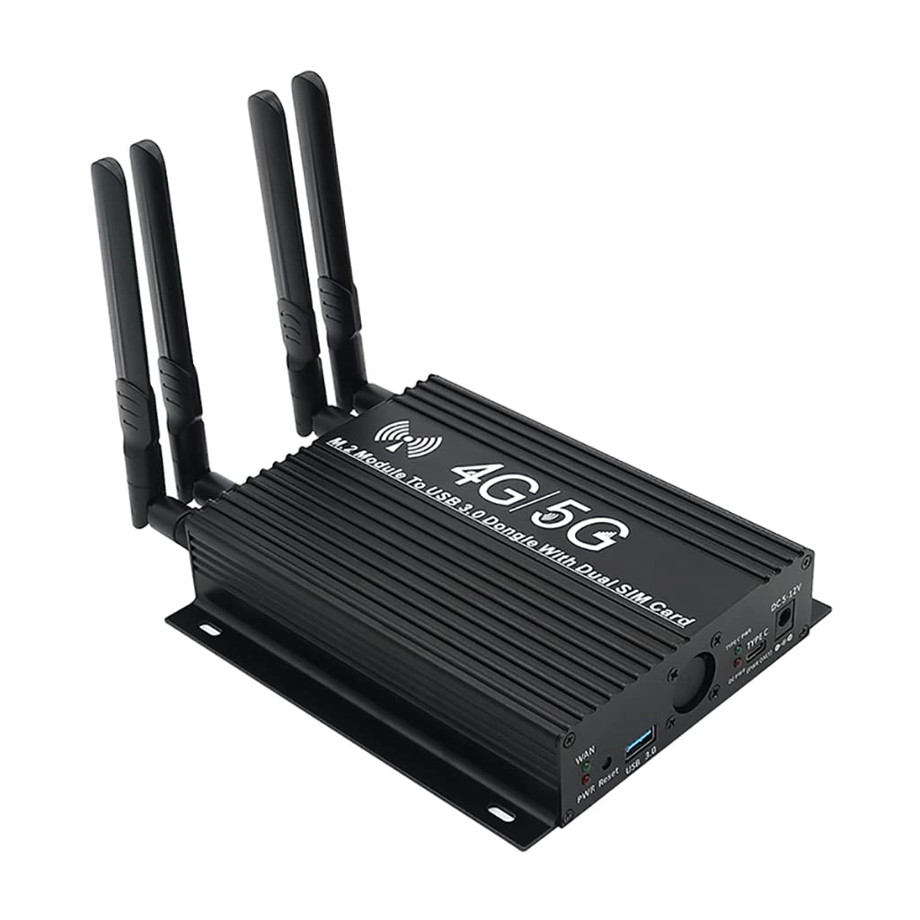 XT-XINTE M.2 Network Adpater NGFF M.2 4G/5G Module to USB 3.0 Adapter with Dual SIM Card Slots Cooler Fan DC 5-12V Type-C Auxiliary Power