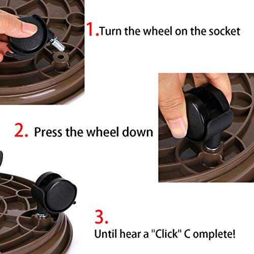 Skelang 4-Pack Plant Caddy 11.8 Inches, Plant Pallet with Brake Wheels, Plant Stand Roller for Indoor and Outdoor Heavy Duty Planter, Load Capacity 125 Lbs (Coffee)