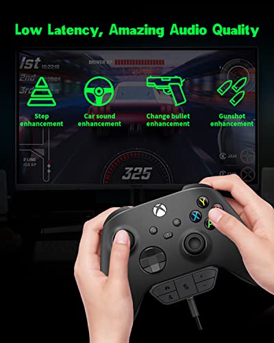 OLCLSS Stereo Headset Adapter, Xbox Controller Adapter Xbox Mic Adapter for Xbox One/One S/X/Elite 1/ Elite2/ Series S/X Controller-Adjust Audio Balance (Game Sound & Voice Chat)-Low Latency