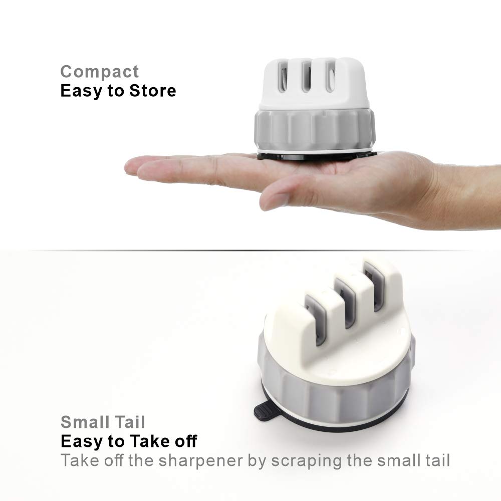 Knife Sharpener with Golden Angle for Sharp Sharpening - One Hand Operation for Safe & Effortless Use - Easy to Store, Easy to Take-off - Ideal for Kitchen, Workshop, Craft Rooms - by KITCHENDAO