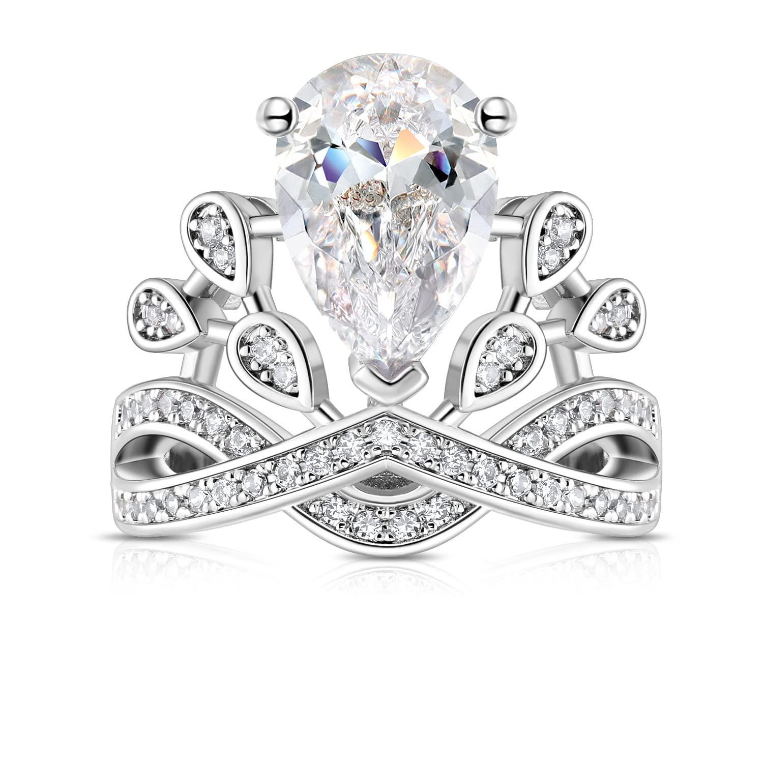 OPOMOMO 3CT Engagement Wedding Ring for Women Teardrop Cubic Zirconia Eternity Ring Promise Bridal Band Rings Gift (8)