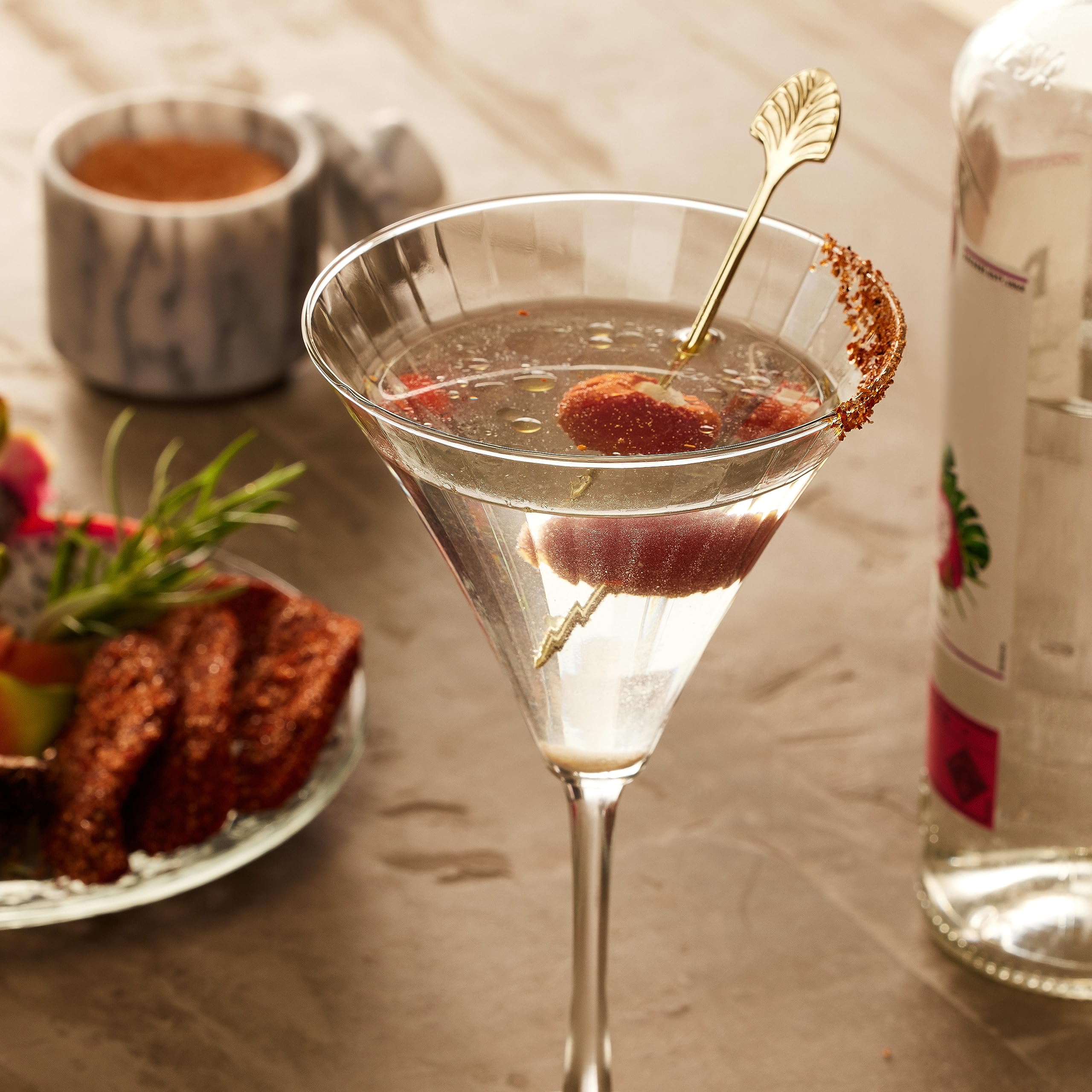 Libbey Paneled Martini Glasses Set of 4, 9.5 Oz Fine Ribbed Modern Martini Glasses, Dishwasher Safe Martini Cocktail Glasses for Cocktail Parties