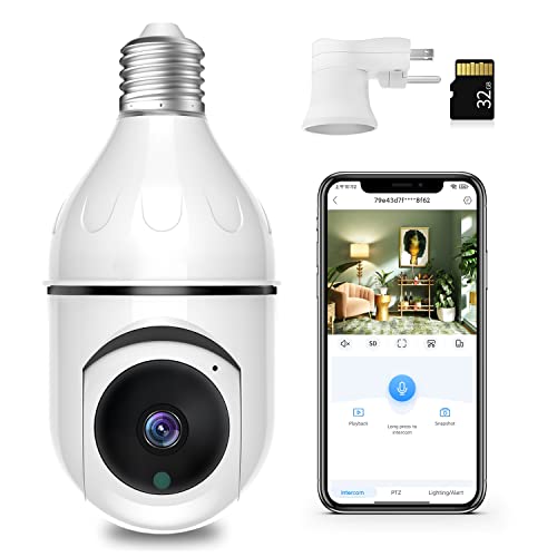 XVIM 3MP Bulb Camera, 2.4GHZ WiFi Camera, Home Light Bulb Security Camera, Motion Detection Alarm