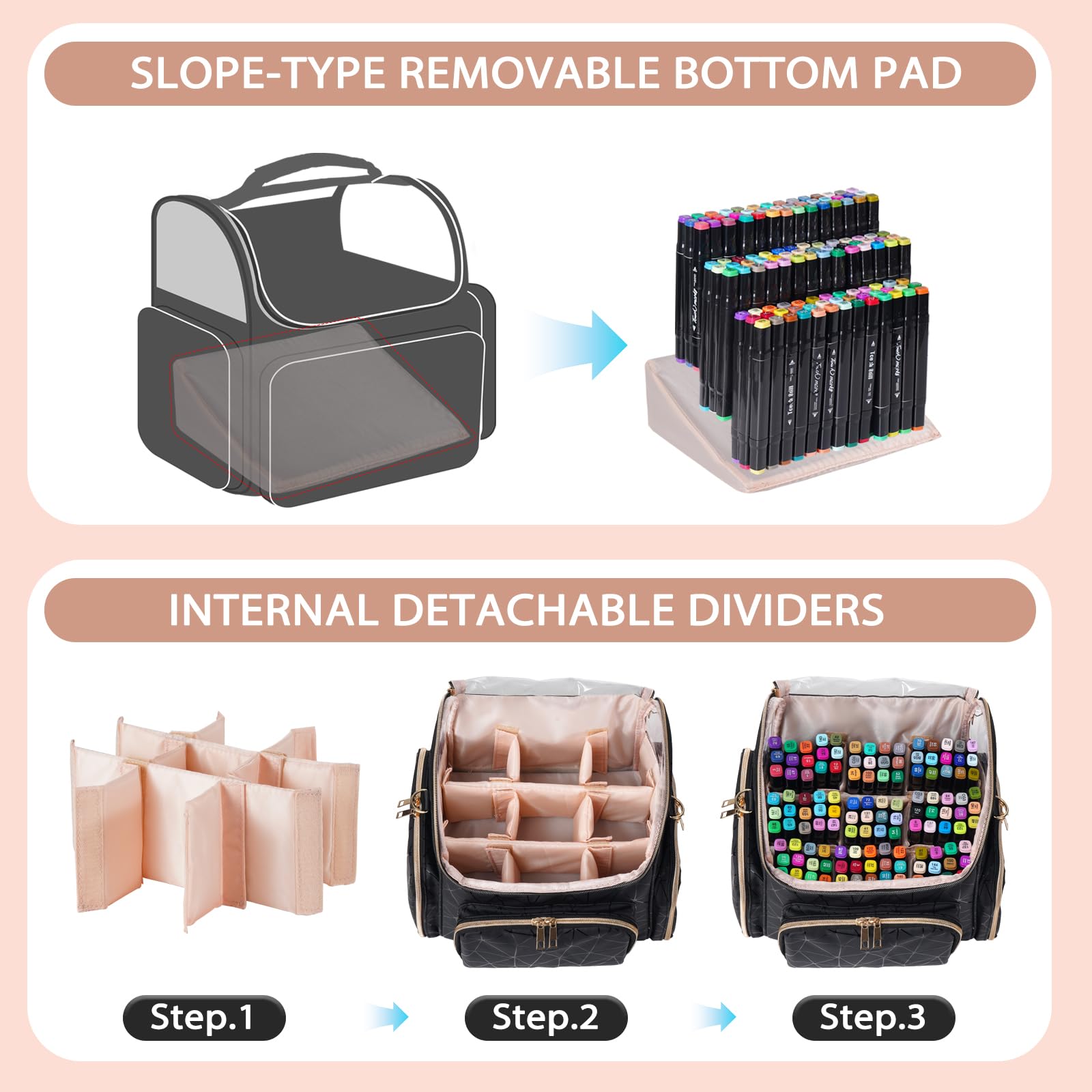 Uross Marker Organizer Case- Marker Storage Case Marker Box Case Marker Storage Marker Bag Pen Organizer Bag Case, Black