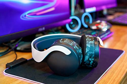 WC Freeze PS5 - Hybrid Fabric Cooling Gel Replacement Earpads for Sony Playstation 5 PS5 Pulse 3D Headphones Made by Wicked Cushions, Improved Durability, Thickness and Sound Isolation | Black Camo