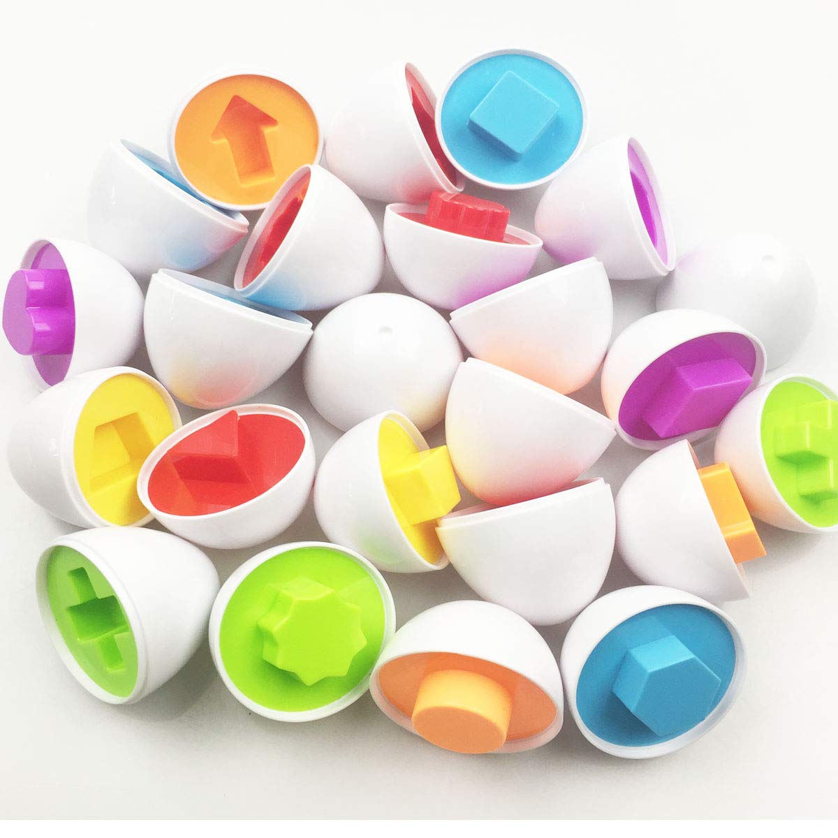 JoFAN 12 Pack Color Shape Matching Eggs Easter Eggs STEM Toys for Kids Boys Girls Toddlers Easter Basket Stuffers Gifts