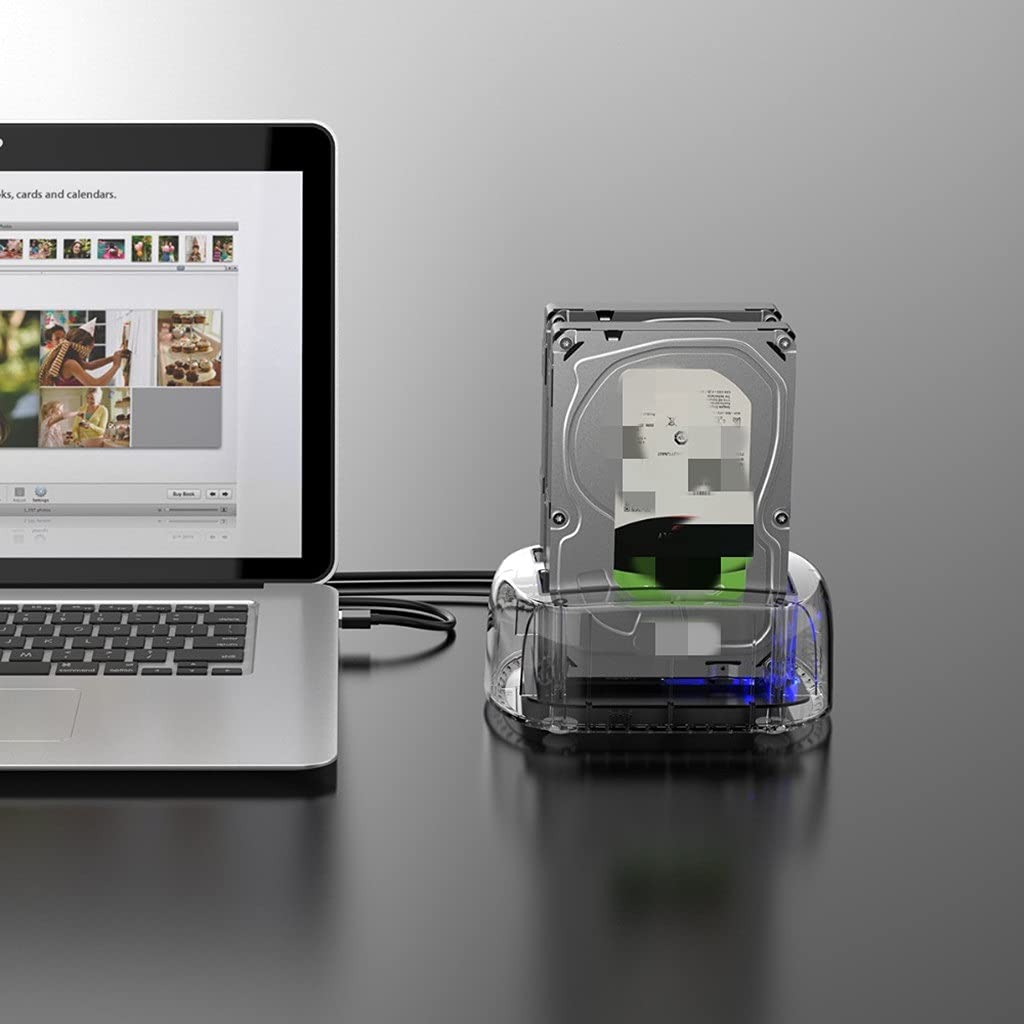 XXXDXDP 2 Bay SATA to USB 3.1 HDD 2.5" 3.5" Type C Transparent External Hard Disk Drive Enclosure