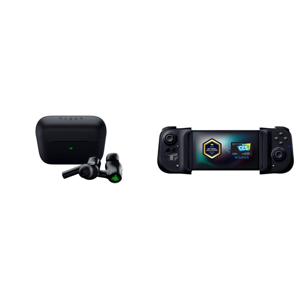 Razer New Hammerhead True Wireless (2nd Gen) Bluetooth Gaming Earbuds, Classic Black & Kishi Universal Gaming Controller for Andriod