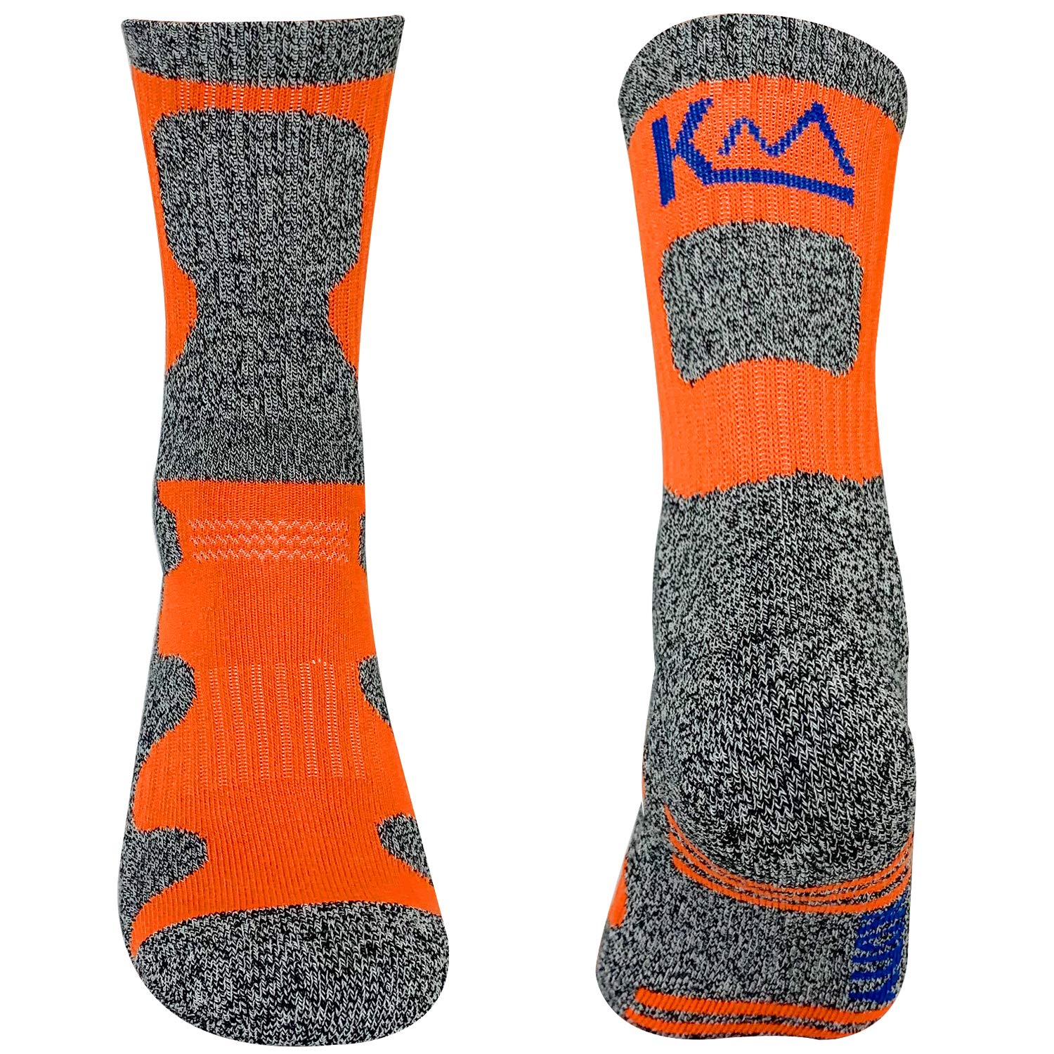 KONY Womens Cotton Full Cushioned Hiking Socks, 5 Pack Moisture Wicking Outdoor Trekking Crew Socks (Mix-3, Medium (US Shoe Size 6-8.5))