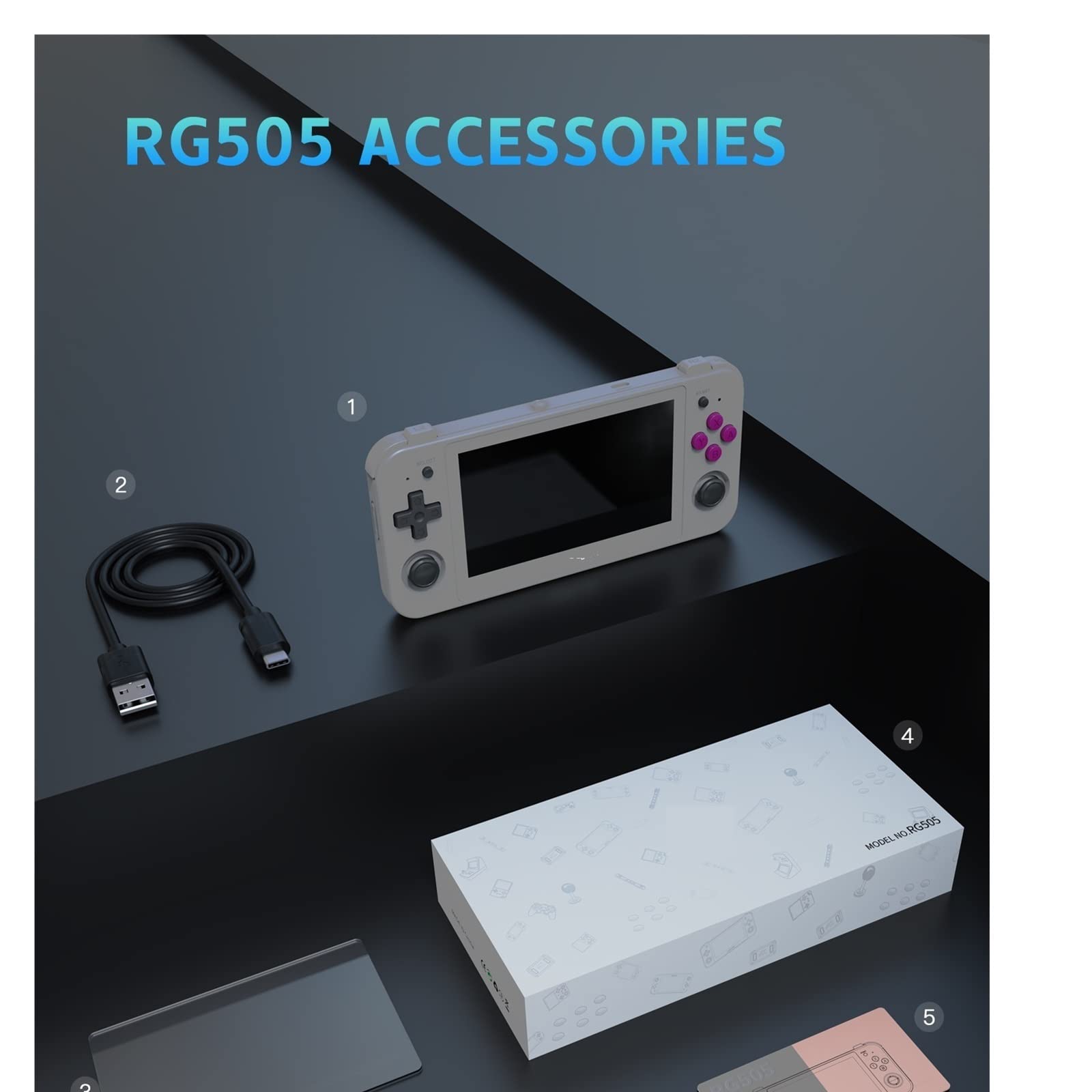 Retro Handheld Console 4.95 Inch OLED Touch Screen 4000+ Gaming (Size : Only Game Consoles, Color : RG505 Gray 128G)