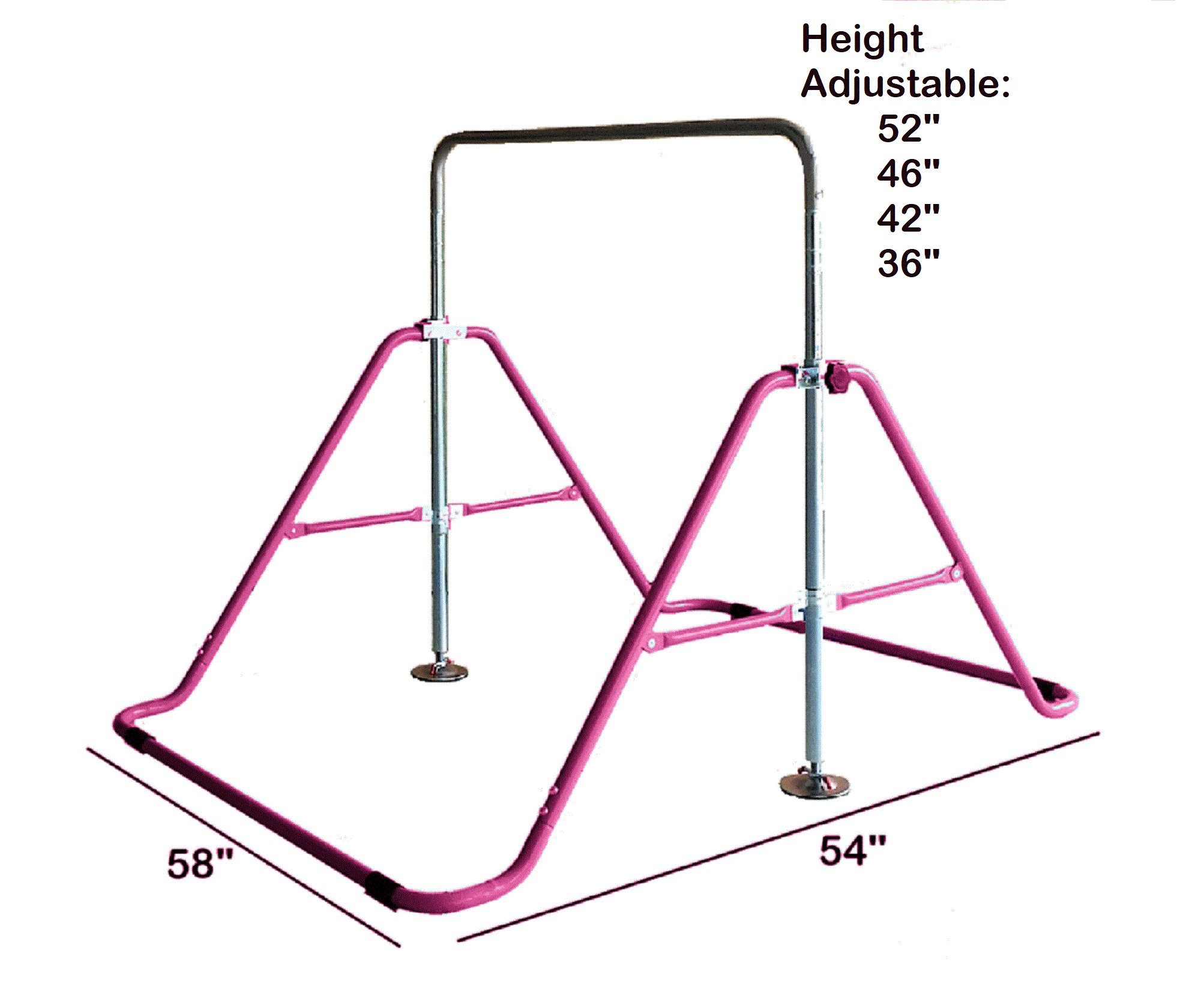Kids Jungle Gymnastics Expandable Junior Training Monkey Horizontal Bars Climbing Tower Child Play Pink Training Pull Up Gym + Swing Seat + Trapeze Rings.Set