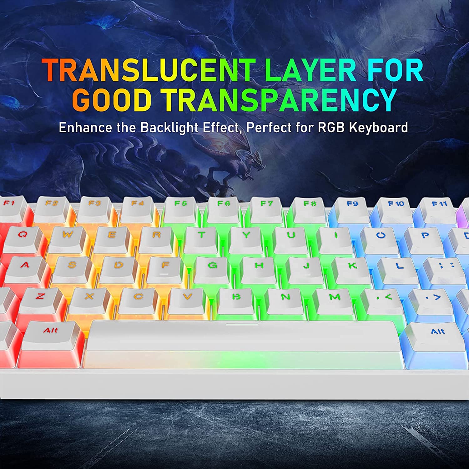 unband UK Layout 60% True Mechanical Gaming Keyboard Type C Wired 61 Keys LED Backlit USB Waterproof Keyboard 14 Chroma RGB Backlight Full Anti-ghosting Keys for Computer/PC/Laptop/MAC (Blue/Blue Swit
