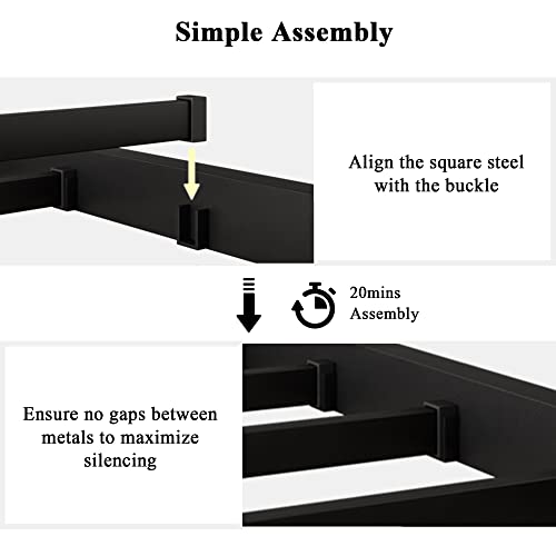 iPormis Full Metal Bed Frame with Upholstered Headboard, Curved Platform Bed Frame, Thicker Metal Steel Slats Support, 12'' Under-Bed Space, Noise-Free, Easy Assembly, Dark Gery