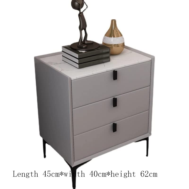 XXXDXDP Chevet Faux Cuir Bois Massif Pour Chambre Coucher avec tiroirs Meuble Lateral a Surface Rock