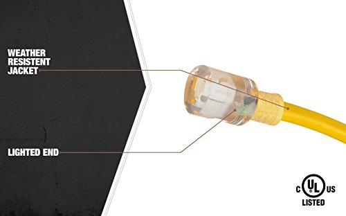Woods Southwire 02688 10/3 50-Foot Vinyl Outdoor Extension Cord with Lighted End ; Yellow ; 50 ft - 26888802