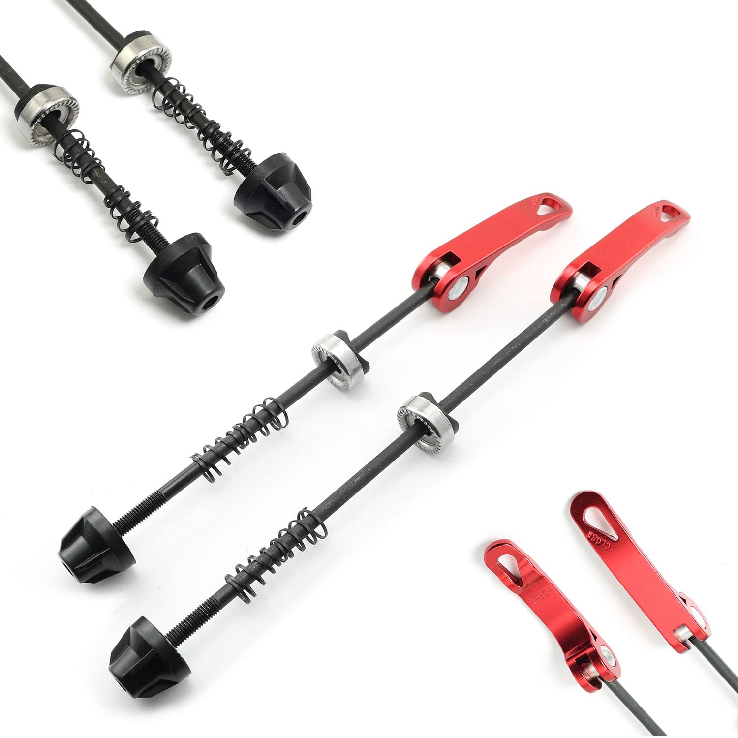 Pro Bamboo Kitchen Bike Wheel Hub Front and Rear Skewers Clip MTB Mountain Bicycle Accessories Cycling Tools Quick Release Bolt Lever Axle Set Red