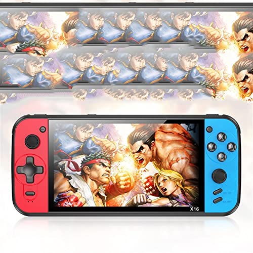 Pocket PSP Game Console 6.5 inch HD Large Screen Nostalgic NES Handheld GBA Arcade 8G (Color : BlueRed)
